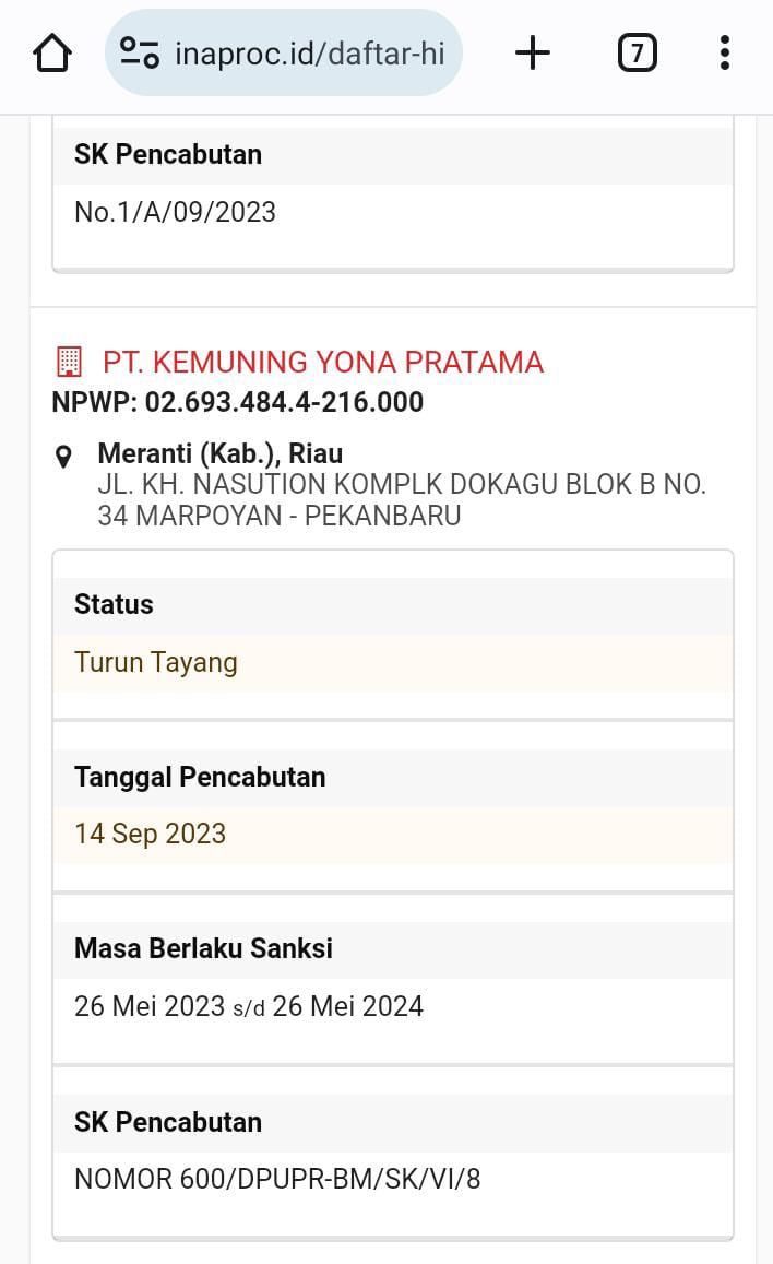 Masuk Daftar Hitam, PT. KYP Kerjakan Proyek 48 M Milik SNVT PJSA ...